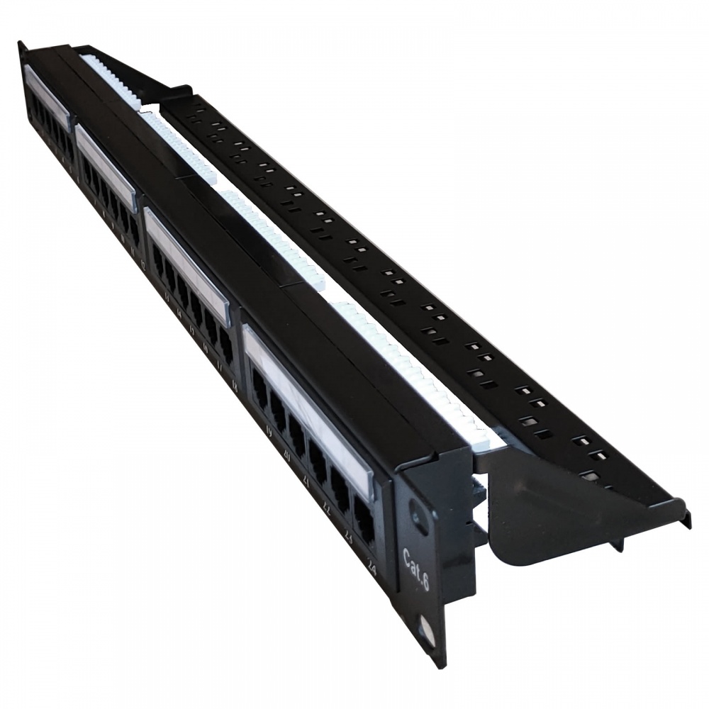 24 Port 19" Rack Mount RJ45 CAT6 Gigabit Patch Panel 1U UTP with Back ...